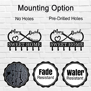 Personalized Metal Infinity Key Hooks, Key Holder for Wall, Personalized Key Rack for Wall, Personalized Metal Key Holder for Wall, Key Wall Holder ,Wedding Gifts for Couple