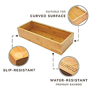 NAUMOO Natural Bamboo Bathroom Tray - Slip-Resistant Wooden Basket for Toilet Tank Top and Counter - Home Decor Wood Box for Toilet Paper Storage - Towel Holder for Guest