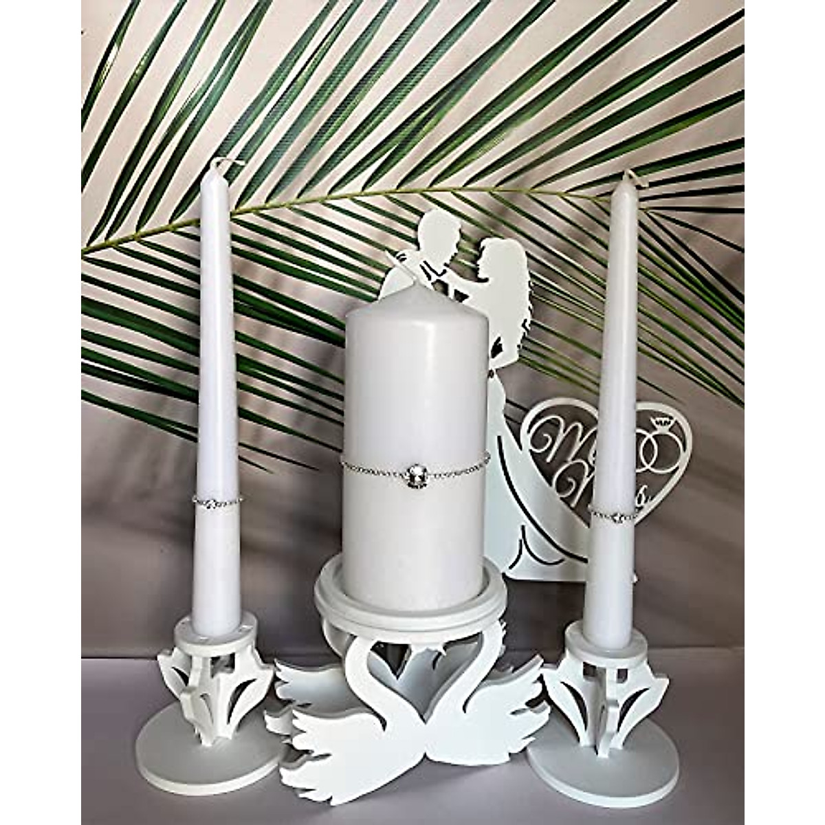 Magik Life Unity Candle Set for Wedding - Wedding Accessories for Reception and Ceremony - Candle Sets - 6 Inch Pillar and 2 10 Inch Tapers - Decorative Pillars White