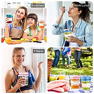 Overnight Oats Containers with Lids and Spoon, 4 Pack Mason Jars, 16 Oz Glass Container to Go for Chia Pudding Yogurt Salad Cereal Meal Prep