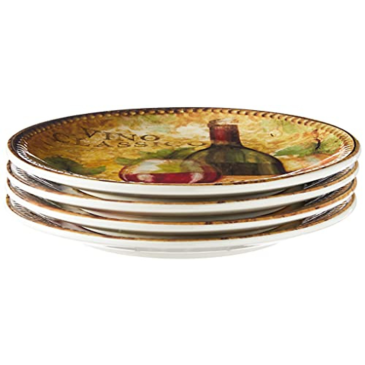 Certified International Gilded Wine Salad/Dessert Plates (Set of 4), 9", Multicolor