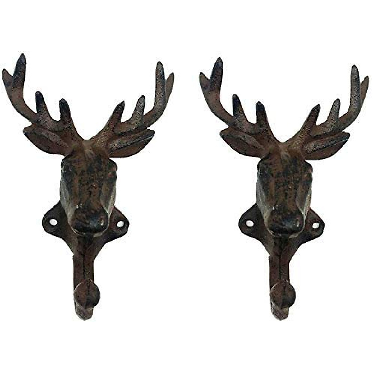 Grace Home Deer Head Hooks - Rustic Wall Hook Set