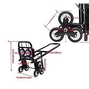 INTBUYING Stair Climber Hand Truck Carbon Steel,420LBS Capacity Stair Climbing Folding Hand Truck 6 Wheels & 2 Backup, Rubber Mute Wheel,Adjustable Handle Length Dolly Cart Trolley for Stairs