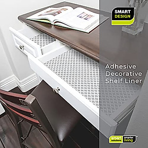 Smart Design Shelf Liner w/ Decorative Adhesive - Washable Cutable Material - Non Slip & Peel Design - for Shelves, Drawers, & Flat Surfaces - Kitchen (18-inch X 20-feet) [Metro Gray Lattice]