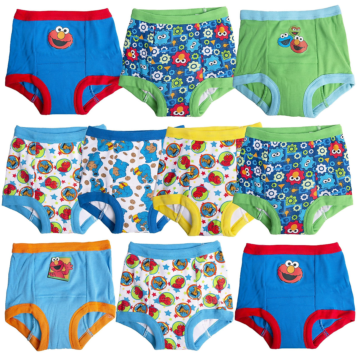 Sesame Street Unisex Baby With Elmo, Cookie Monster And Big Bird Includes Stickers Success Chart Sizes 18m, 2t, 3t, 4t Potty Training Pants Multipack, 10-pack Training Pant_a, 4T US
