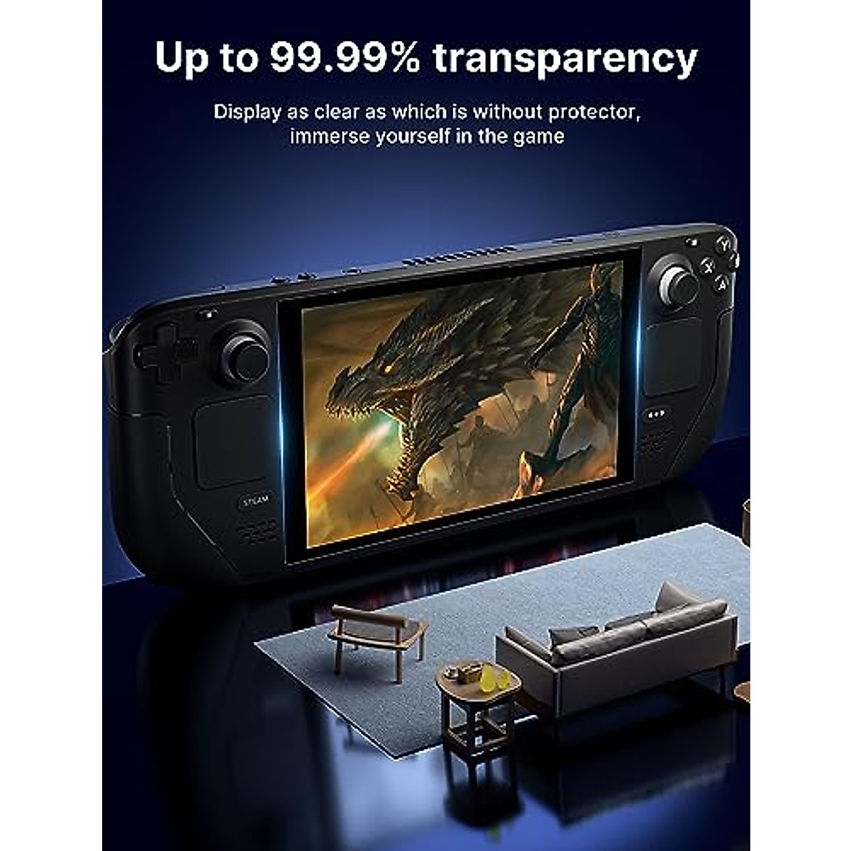 JSAUX 2-Pack Steam Deck Screen Protector, Ultra HD Glass Protector 9H Hardness Easy to Install with Guiding Frame Scratch Resistant Tempered Glass for Steam Deck/Steam Deck OLED, Come with Toolkits