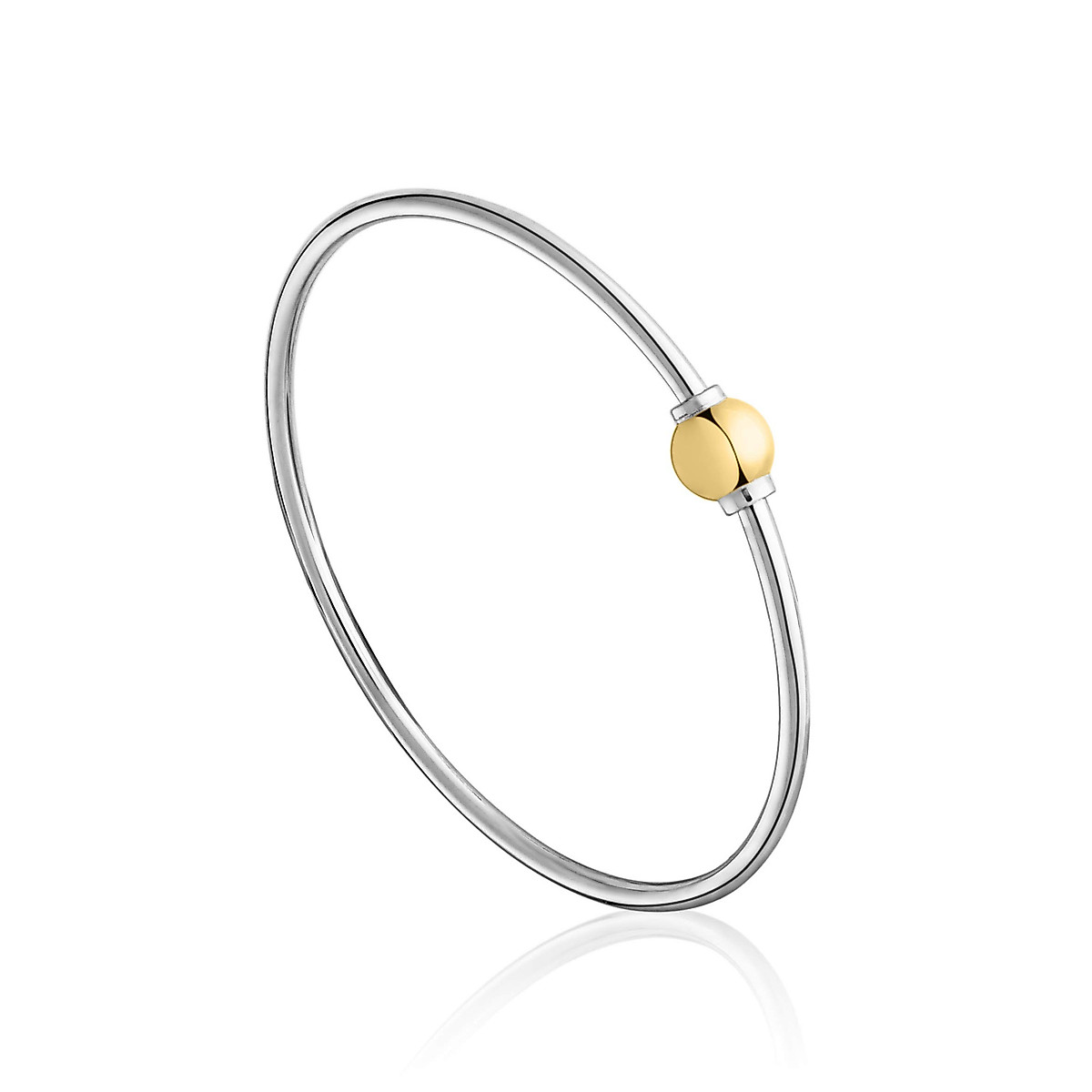 Lighthouse Creations The Traditional Sterling Silver & 14K Yellow Gold Clad Single Ball Threaded Bracelet from Cape Cod…FLEX Style, 8"