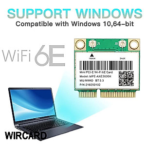 Teday WiFi 6E 3000Mbps Bluetooth 5.2 AX210HMW MPE-AXE3000H for Intel AX210 Wireless Mini PCI-E WiFi Card 802.11ax/ac 2.4G/5Ghz Adapter Than AX200