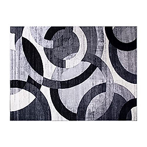 Flash Furniture Harken Collection 8' x 10' Geometric Area Rug - Black and Gray Olefin Facing - Jute Backing - Living Room or Bedroom