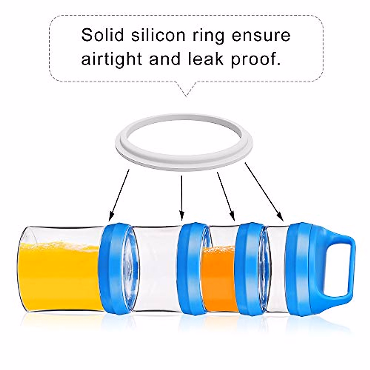 Dolibest stackable snack containers, Twist Lock Stackable Snack Jars, Stackable Containers Set for Storing Milk, Protein Powder, Snacks, Nuts, BPA Free, 4-Piece (Blue, 31oz)