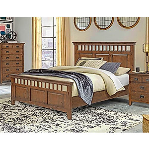 Sunset Trading Mission Bay King Bed | Amish Brown Solid Wood | Headboard and Footboard Panel