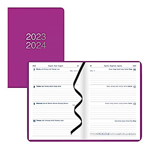 Letts of London Dazzle Academic Weekly Planner, August 2023 to July 2024, Week-to-View, Sewn Binding, Multilingual, A5 Size, 8.25" x 5.875", Purple (C031116-24)
