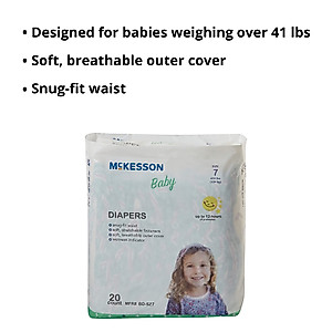 McKesson Baby Diaper Size 7, Over 41 lbs. BD-SZ7, 20 Ct
