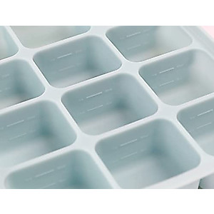 PETINUBE Silicone Freezer Tray, Baby Food Storage Cubes with Clip-On Lid, Freeze Baby Food, Soups, Purees, Ice, Easy and Safe Design, Made in Korea (12, Celadon Green)