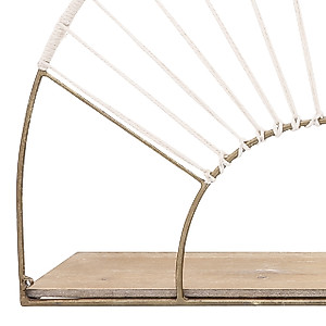 Sagebrook Home Circle Iron Wall Storage Arched Shelves Interior Wall Shelf Decor Display, Hanging Decorative Wall Organizer for Home, Kitchen, Bedroom, Living Room, 16" H, Gold Set of 2