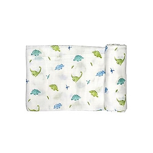 Bamboo Viscose Muslin Baby Swaddle Receiving Blanket (2-Pack), Dinosaur, 43"x43"