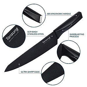TANSUNG Chef Knife 8" Pro Kitchen Knife Ultra Sharp Cutting Cooking Knife with Durable Stainless Steel Nonstick Blade Ergonomic Handle Protective Sheath for Home Gourmet Restaurant Cooker Gift