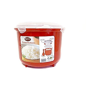 Microwave Rice Steamer Cooker BPA Free 2.6L Red