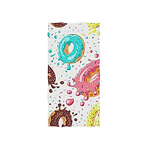 ALAZA Microfiber Gym Towel Colorful Donuts Cartoon, Fast Drying Sports Fitness Sweat Facial Washcloth 15 x 30 inch