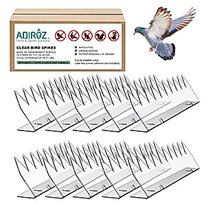 ADIROZ Clear Plastic Bird Spikes for Outdoors – Transparent Acrylic Garden Fence Animal Barrier to Keep Birds Away – Protect Your Home and Patio with a Humane Bird and Squirrel Repellent, 10 Ft.
