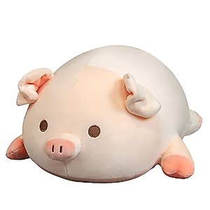 lannery Pig Stuffed Animal Hugging Pillow, Soft Fat Pig Plush Toy Gifts for Kids, Valentine, Christmas (Round Eyes, 15.7")
