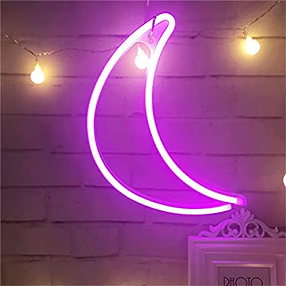 Sky Series Led Neon Light Sign Moon Cloud Star Lightning Sign Night Lights Wall Decor Home Decoration Light for Kids Room,Bedroom,Birthday,Wedding Party Gift (Moon-Pink)