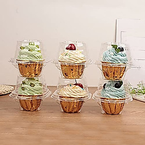 Single Cupcake Boxes -Individual Cupcake Container - Single Compartment Cupcake Carrier Holder Box - Stackable - Deep Dome - Clear Plastic - BPA-Free- (25)