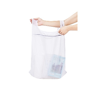 Mesh Laundry Bag Hanging Laundry Hamper Travel Laundry Bag, Machine Washable Dirty Clothes Organizer with Handles,Collapsible Clothes Bag for Travel, Campand Fitness beach