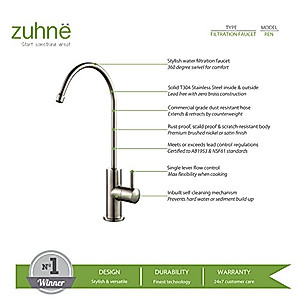 Zuhne Food Grade Stainless Steel RO Compatible Single Lever Water Filtration Faucet