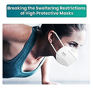 Funight KN95 Face Mask 5-Ply Breathable Filter Efficiency≥95% Protective Cup Dust Disposable Masks Against PM2.5 White 50 Pack