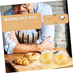 Yardenfun 100pcs Packing Cake Box Clear Plastic Gift Box Favor Boxes for Wedding Mini Cake Stand Mooncake Packaging Box Mini Cake Carrier Clear Plastic Mini Cupcake Plastic Baking Boxes Yolk