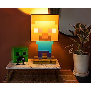 Minecraft Steve Figural 13-Inch LED Desk Lamp | Mood Light For Nightstand Table, Shelf