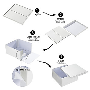 Beramon Gift Box 8" x 8" x 4", White Gift Boxes with Lids and Ribbon for Wedding Present, Bridesmaid Proposal Gift, Christmas Chocolate Gift Box