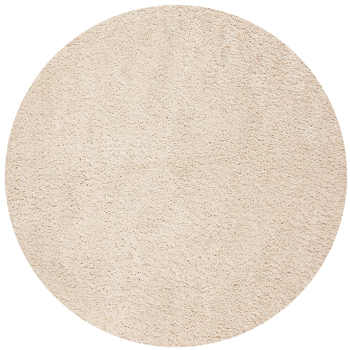 SAFAVIEH Fontana Shag Collection 8' Round Cream FNT800B Solid Non-Shedding Living Room Bedroom Dining Room Entryway Plush 2-inch Thick Area Rug