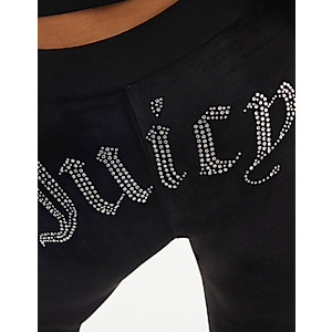 Juicy Couture Women's Rib Waist Velour Pants with Drawcord, Liquorice