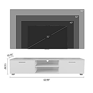 Noskatu Modern TV Stand with 2 Storage Cabinets Entertainment Center for 65 inch TV Simple Television Media Console Table with 2 Open Shelves Wood TV Unit for Home Living Room Bedroom White