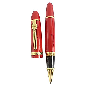 Gullor Heavy Big Rollerball Pen 159, Gold Trim, Black Ink(0.7mm), Red