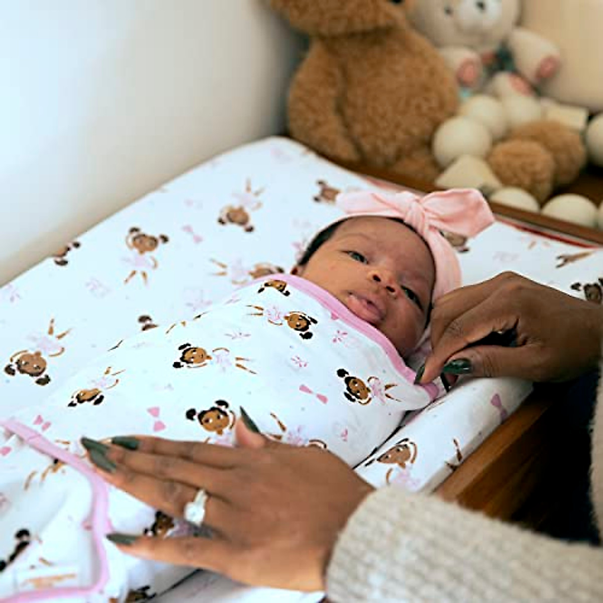 Little Muffincakes Baby Swaddle 100% Cotton, Ballerina Theme (Zhara) for Newborn - 3 Months