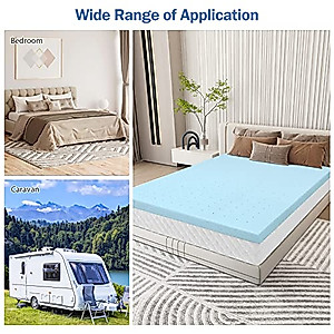 GOFLAME 4 Inch Memory Foam Mattress Topper Queen, Ventilated Gel-Infused Bed Mattress Topper, CertiPUR-US Certified, Comfort Body Support & Pressure Relieving