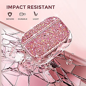 AhaStyle AirPods Pro 2 Case Cover (2023/2022) for Women Girls Luxury Glossy Hard-Shell Protective Case Cover Compatible with Apple AirPods Pro 2nd Gen (USB-C/Lightning Cable) Charging Case(Rose Gold)