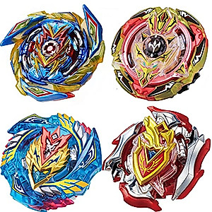 4 Piece Gyros Bey Battle Set, Battling Burst Tops with Stickers, Kids Boys Christmas Birthday Party Gift Idea