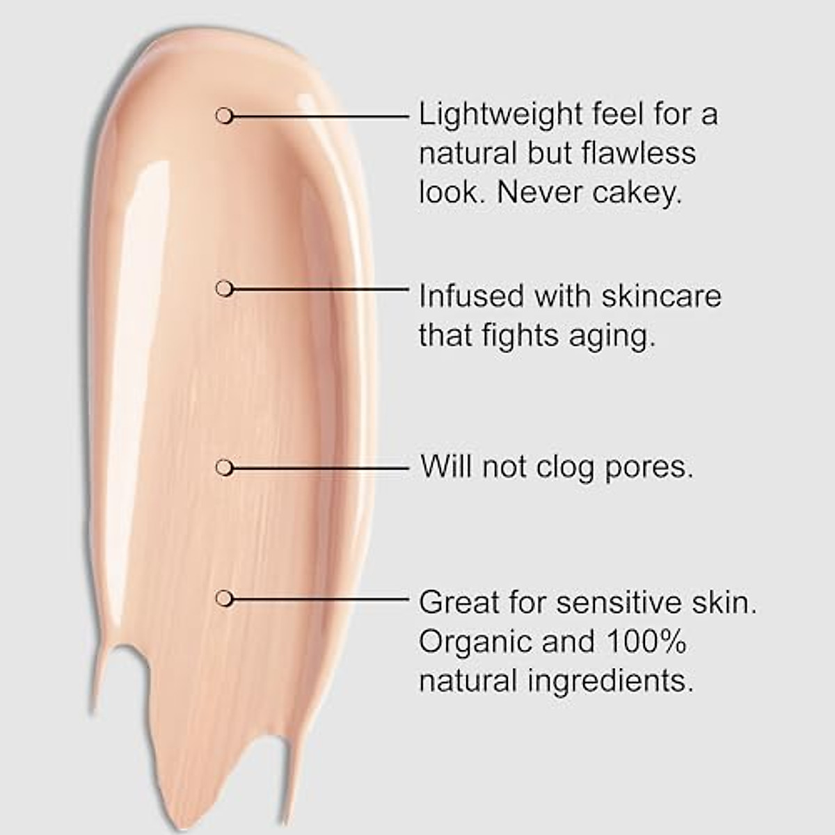 BaeBlu Organic Aloe-Based LUX Liquid Foundation, Natural Vegan Gluten-Free Made in USA, Latte