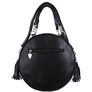 Restyle Gothic Occult Henna Round Bag Black Faux Leather Moon Handbag