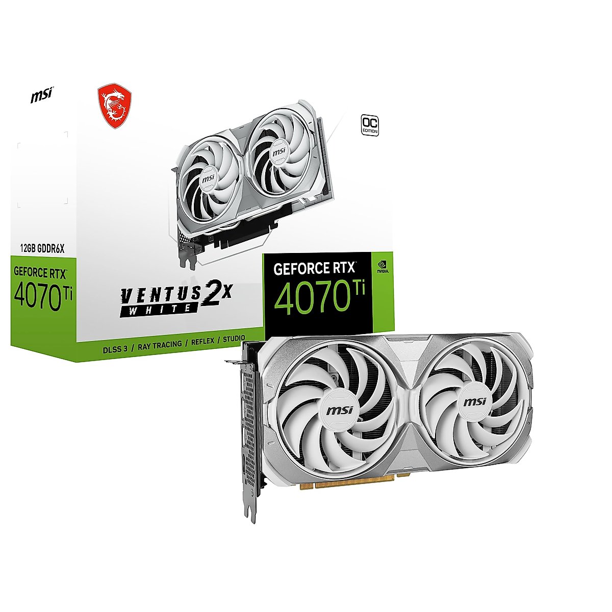 MSI Gaming GeForce RTX 4070 Ti 12GB GDRR6X Extreme Clock: 2655 MHz 192-Bit HDMI/DP Nvlink Tri-Frozr 3 Ada Lovelace Architecture Graphics Card (RTX 4070 Ti Ventus 2X White 12G OC)