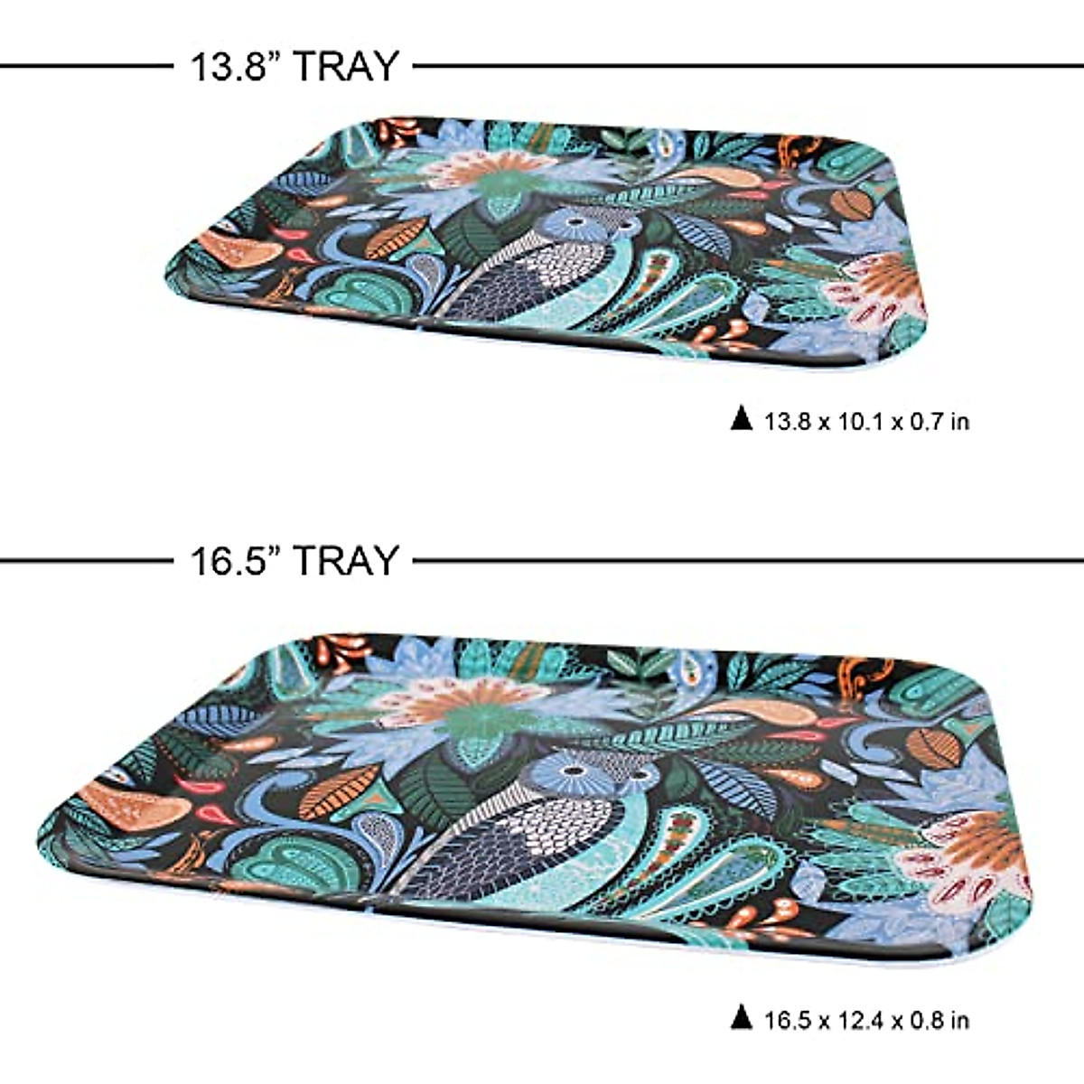 2Pcs Serving Trays: Serving Platters for Breakfast, Lunch, Dinner, Appetizers, Coffee Table, BBQ and Party, Outdoor and Indoor Use,17" and 14"(Colourful,2 Pack)