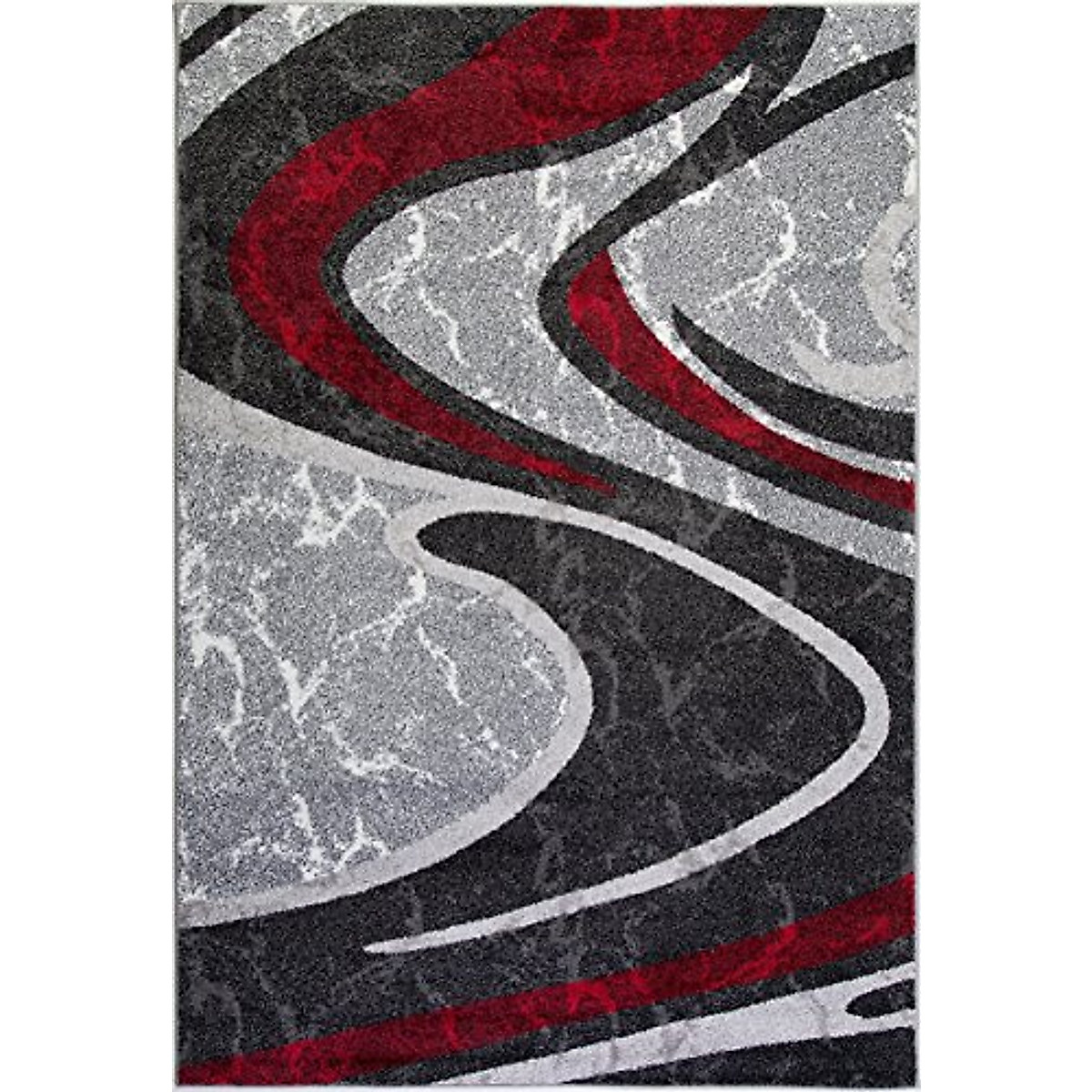 Ladole Rugs Innovative Spirals Abstract Pattern Area Rug Living Room Bedroom Entrance Hallway Carpet in Red Grey Black 5x8 (5'3" x 7'6" 160cm x 230cm) 5x7 8x10 9x12 2x10 4x6 feet