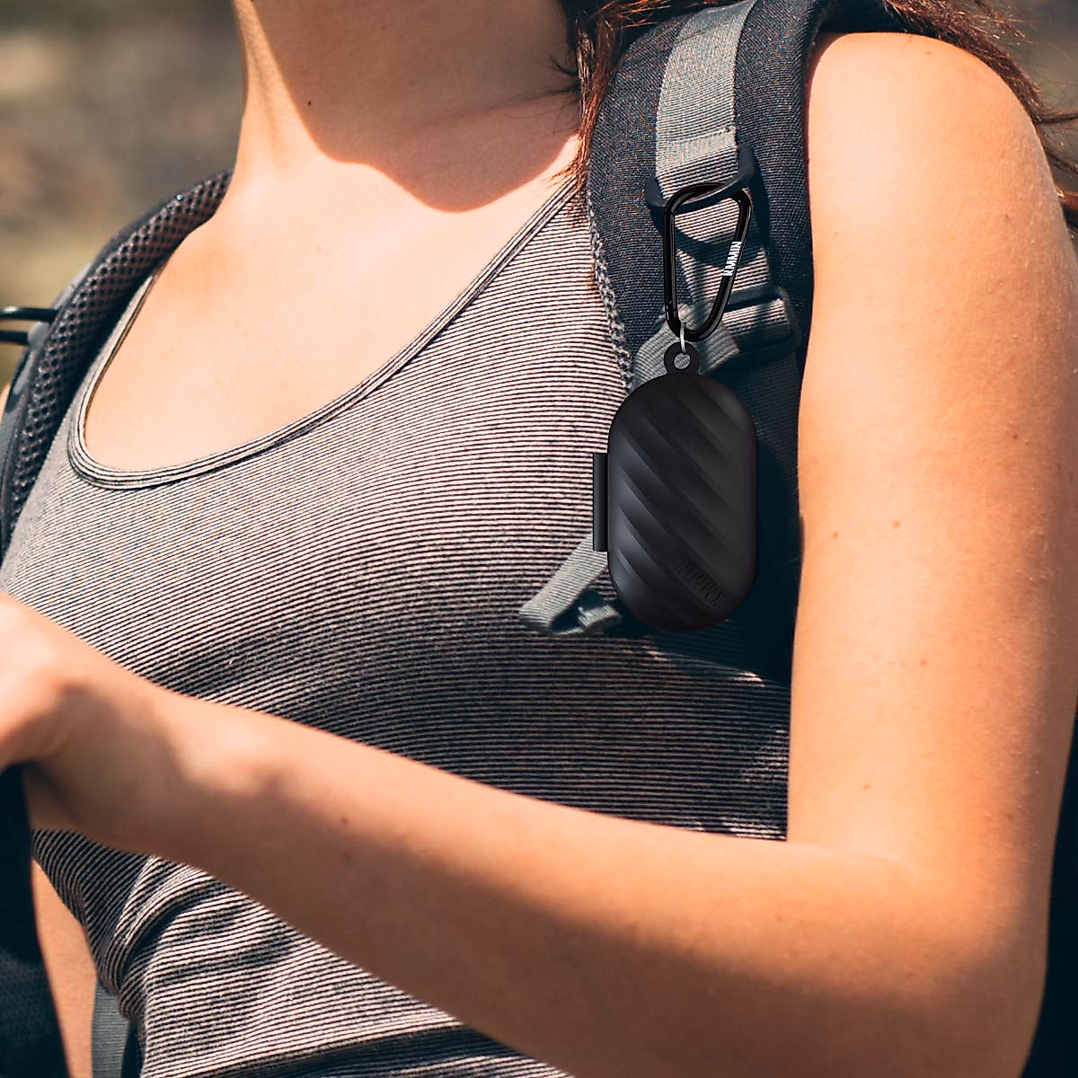 Galaxy Buds Plus 2020/Galaxy Buds 2019 Case, KMMIN Full-Body Shock Protective Samsung Buds Silicone Cover with 5-in-1 Accessories Storage Bag/Carabiner/Lanyard/Brush [Front LED Visible], Black