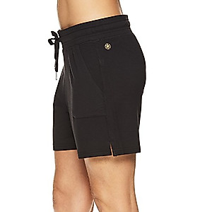 Gaiam Women's Warrior Yoga Short - Bike & Running Activewear Shorts w/ Pockets - Black (Tap Shoe) Warrior, X-Small