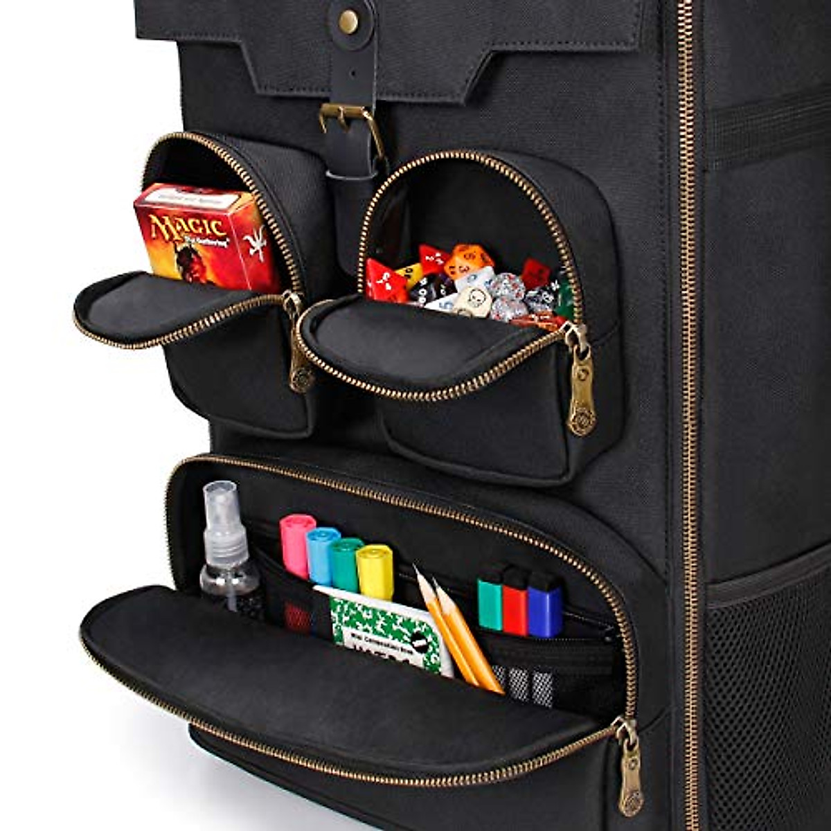 ENHANCE Board Game Backpack - Reinforced Rigid Board Game Storage with Padded Shoulder Straps, Carrying Handle, and Accessories Pockets for Dice, Card Games, More - Fits and Protects Tabletop Games