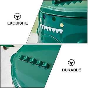 Hemoton Stainless Steel Noodle Bowl with Lid Dinosaur Pattern Soup Bowl Food Storage Container with Handle and Lid Bento Lunch Box Snack Bowl Rice Noodles Salad Green